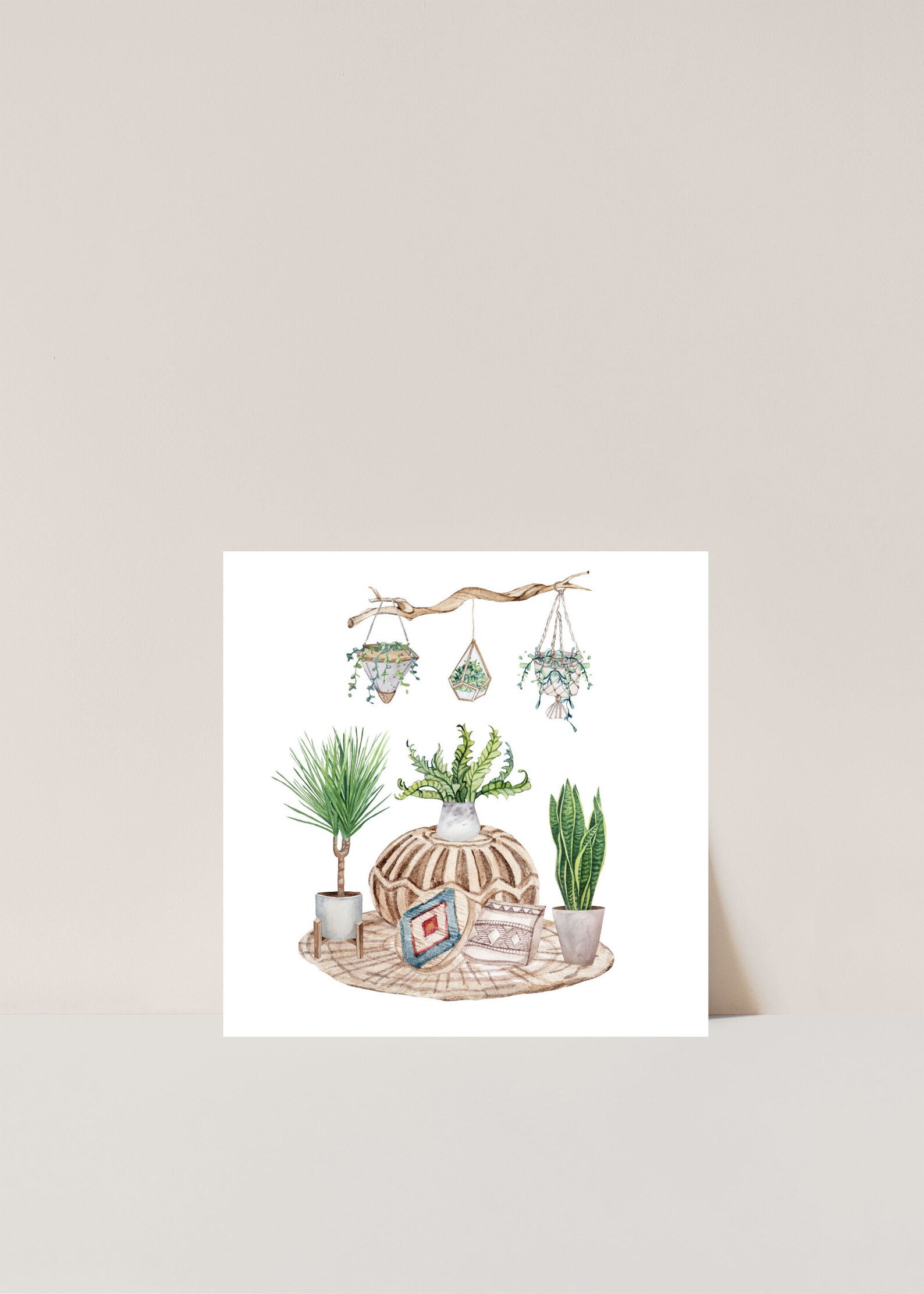 Printable Art Square Set of 9 Boho Plants - Etsy