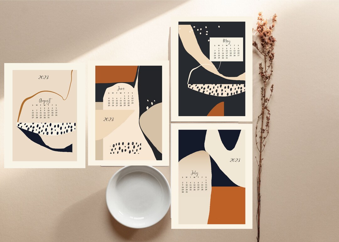 2023 Calendar Printable Modern Abstract Letter Size - Etsy