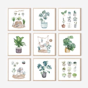 Printable Art Square Set of 9 Boho Plants - Etsy