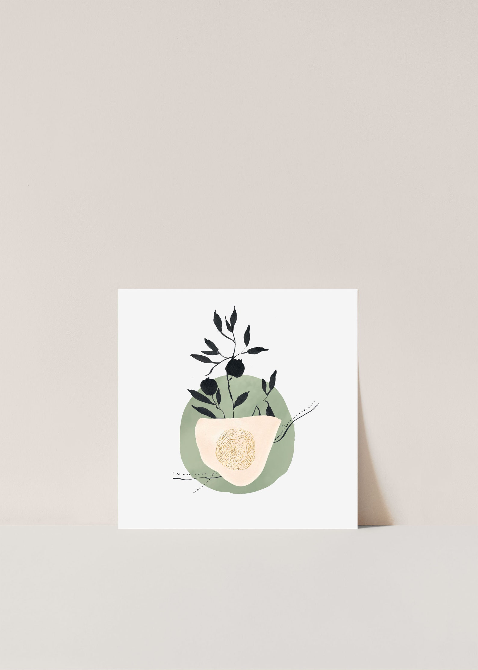 Printable Art Abstract Square Sage Green - Etsy