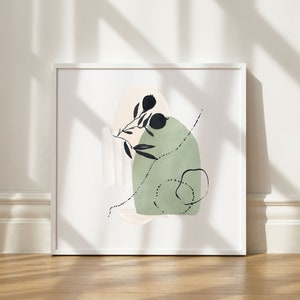 Printable Art Abstract Square Sage Green - Etsy