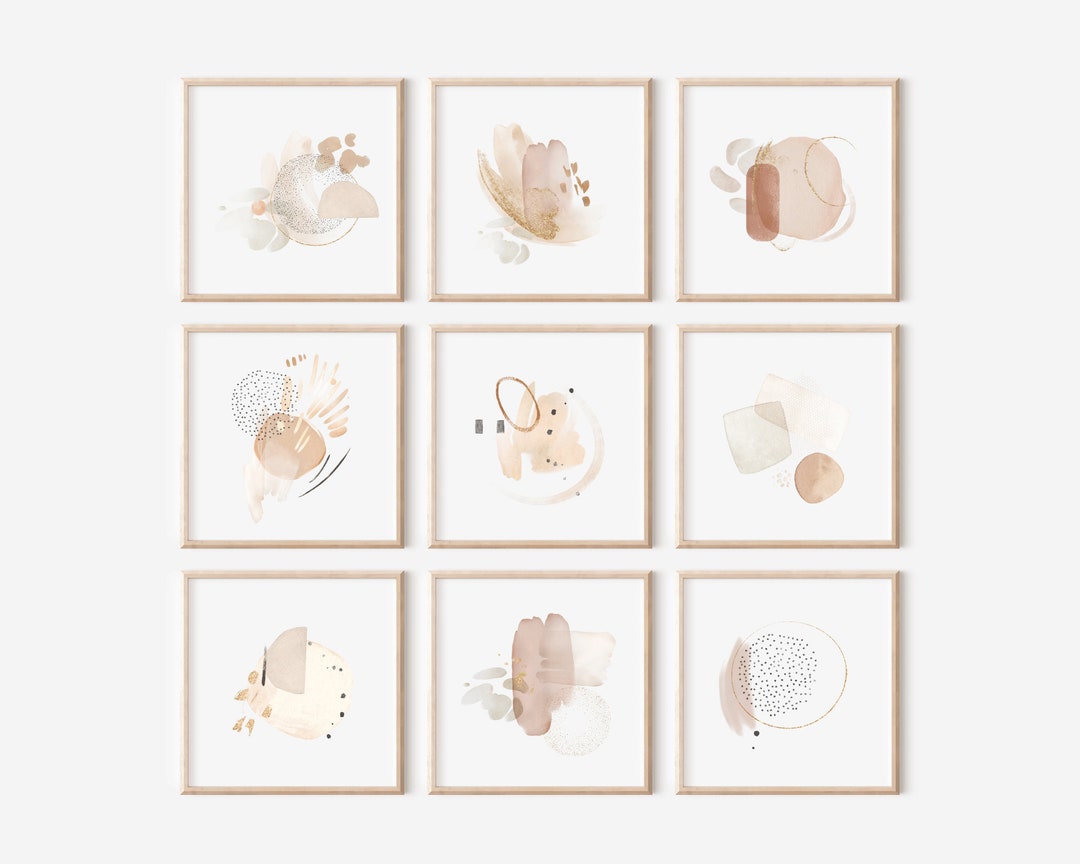 Printable Art Abstract Neutral Square Set of 9 12X12 - Etsy