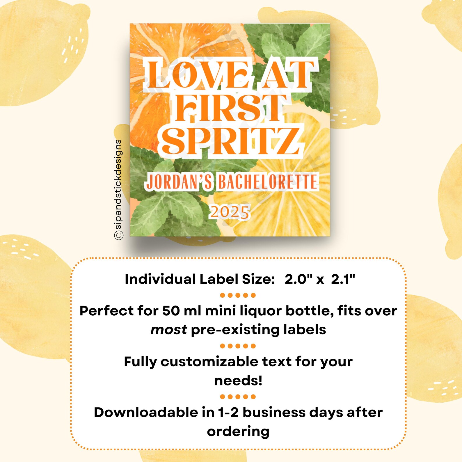 Aperol Spritz Bachelorette Party Favor Labels: Custom Mini Liquor ...
