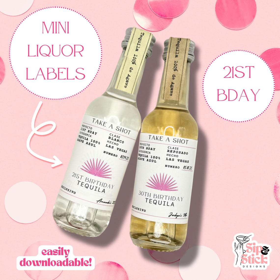 Custom Birthday Tequila Shooter Sticker Label - 50 Ml Casamigos ...