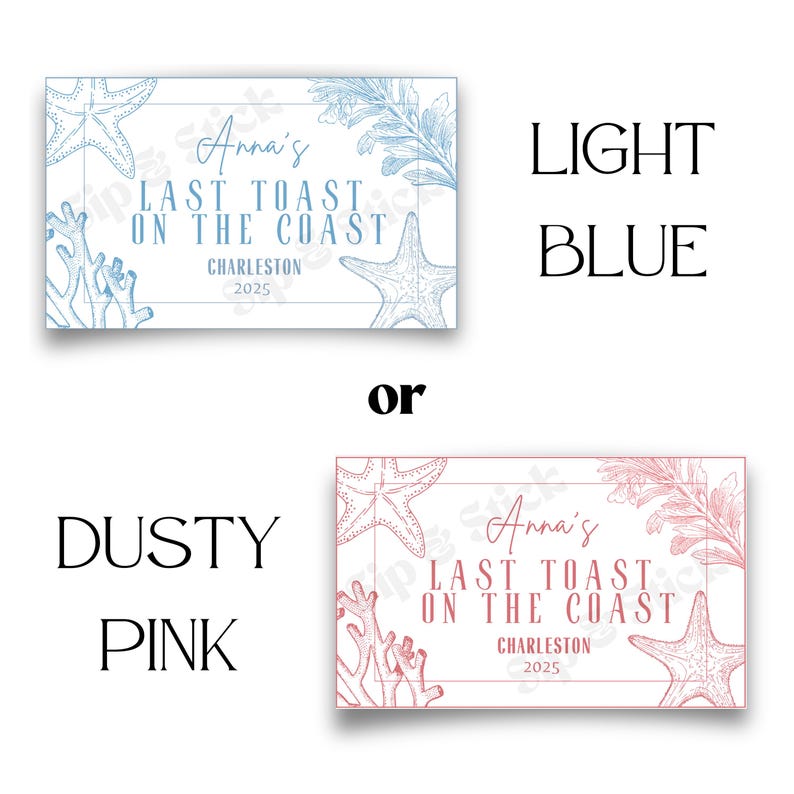 Coastal Bachelorette Mini Champagne Sticker Labels: Last Toast on the ...