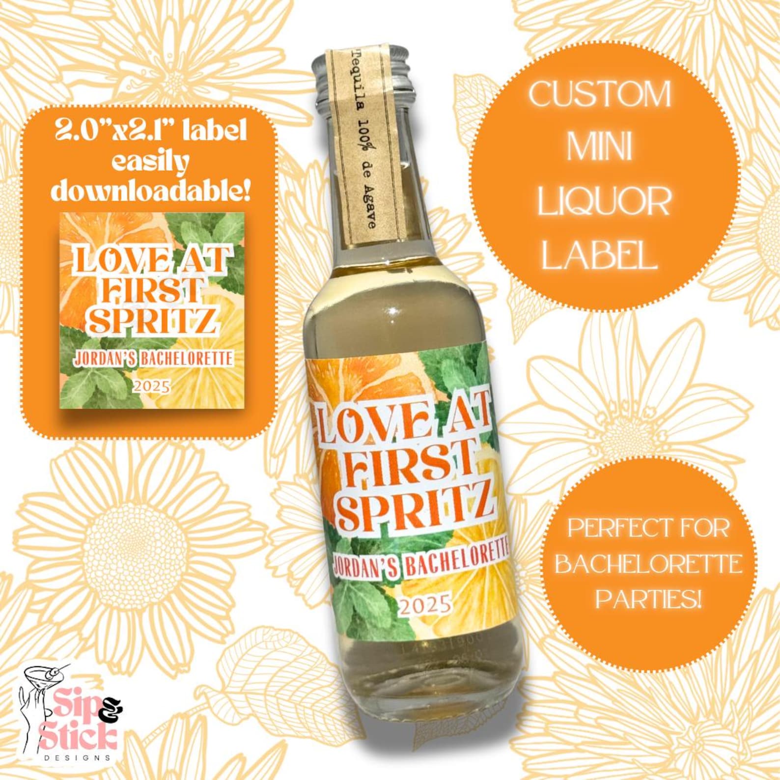 Aperol Spritz Bachelorette Party Favor Labels: Custom Mini Liquor ...