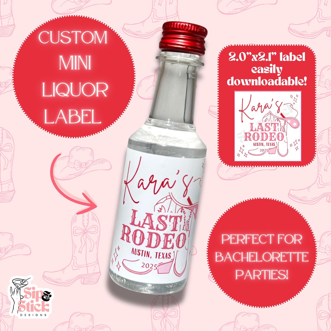 Last Rodeo Bachelorette Favors - Last Rodeo Stickers - Custom 50ml ...