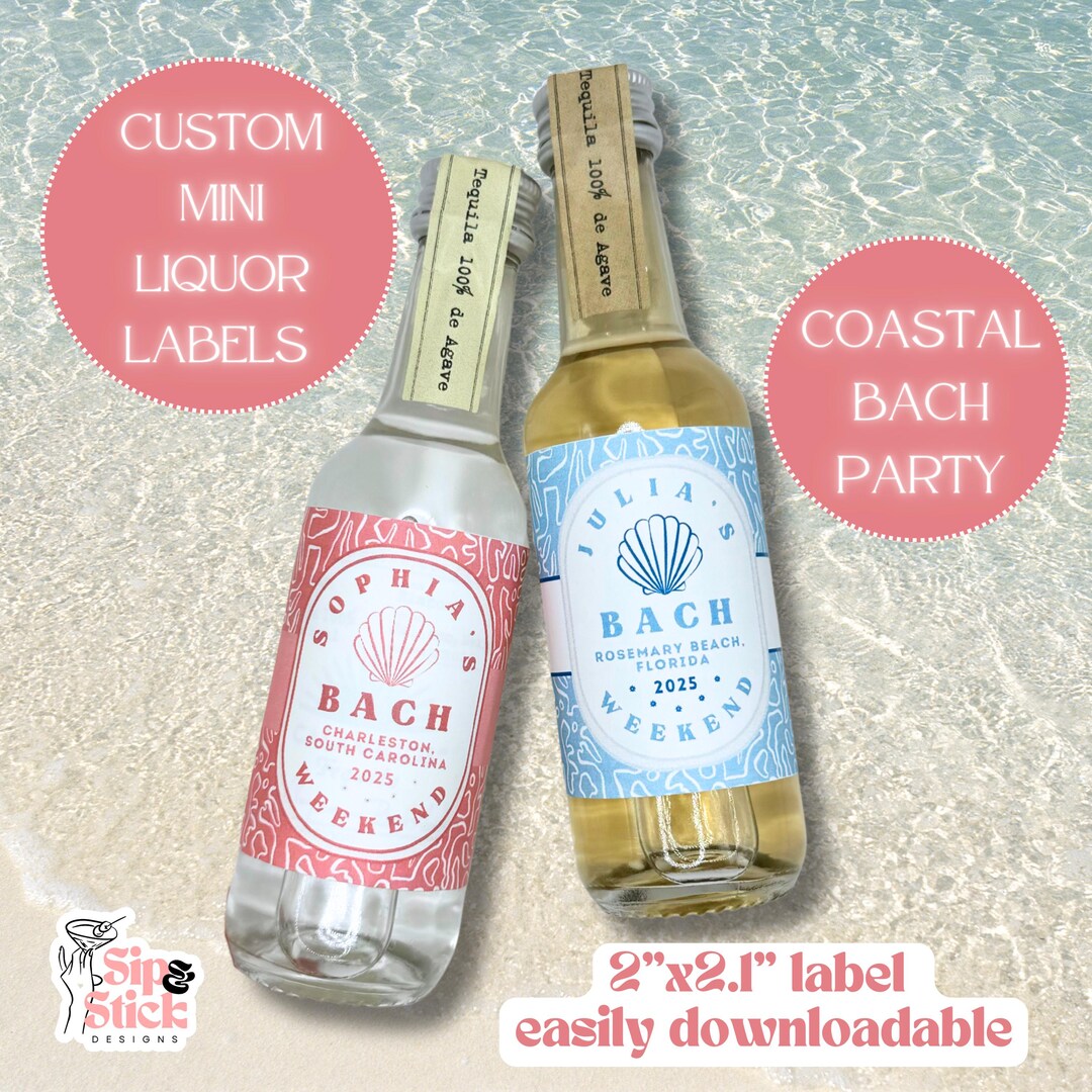 Custom Coastal Bachelorette Favors - Bachelorette Shooter Sticker ...