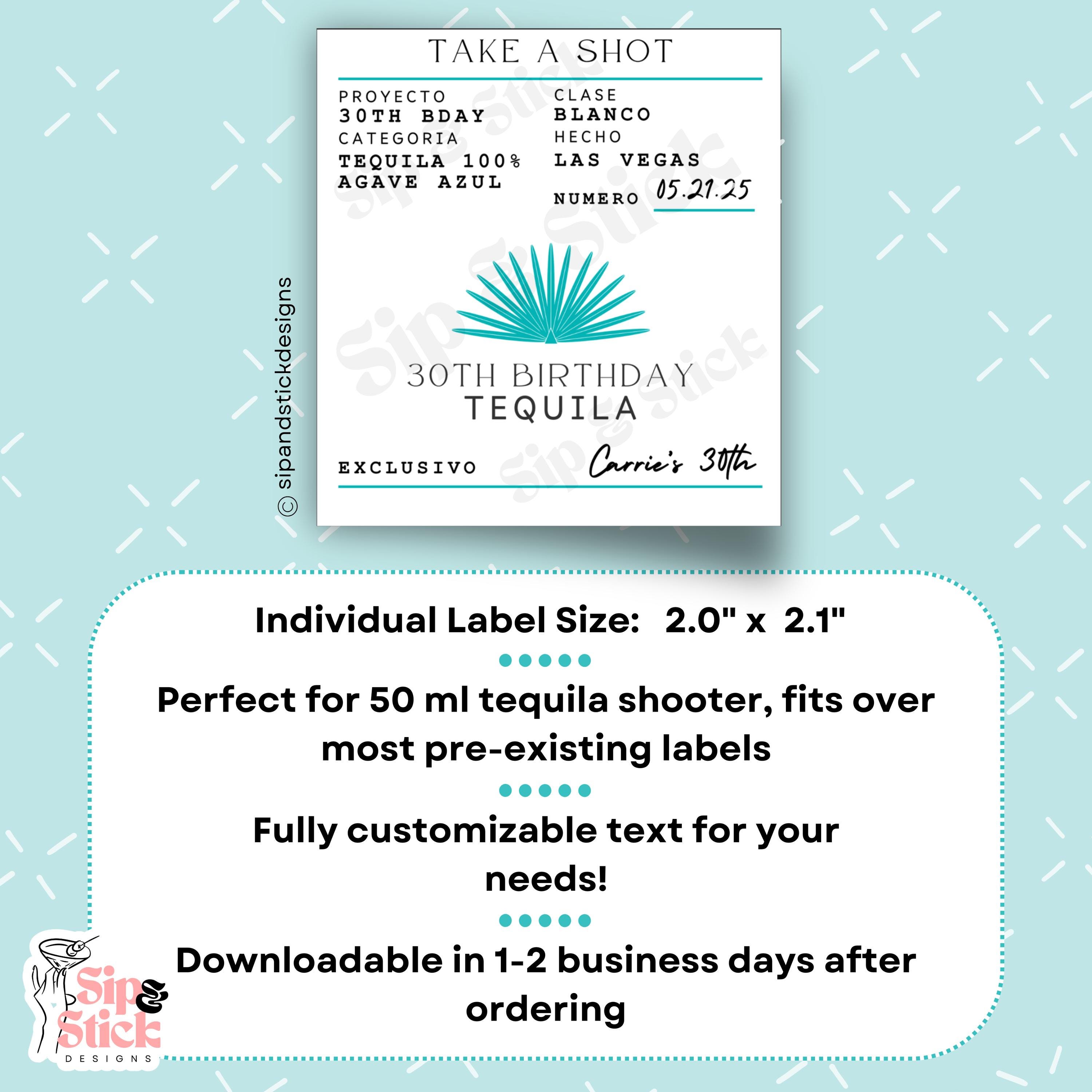 Custom Birthday Tequila Shooter Label: Casamigos Inspired Sticker ...
