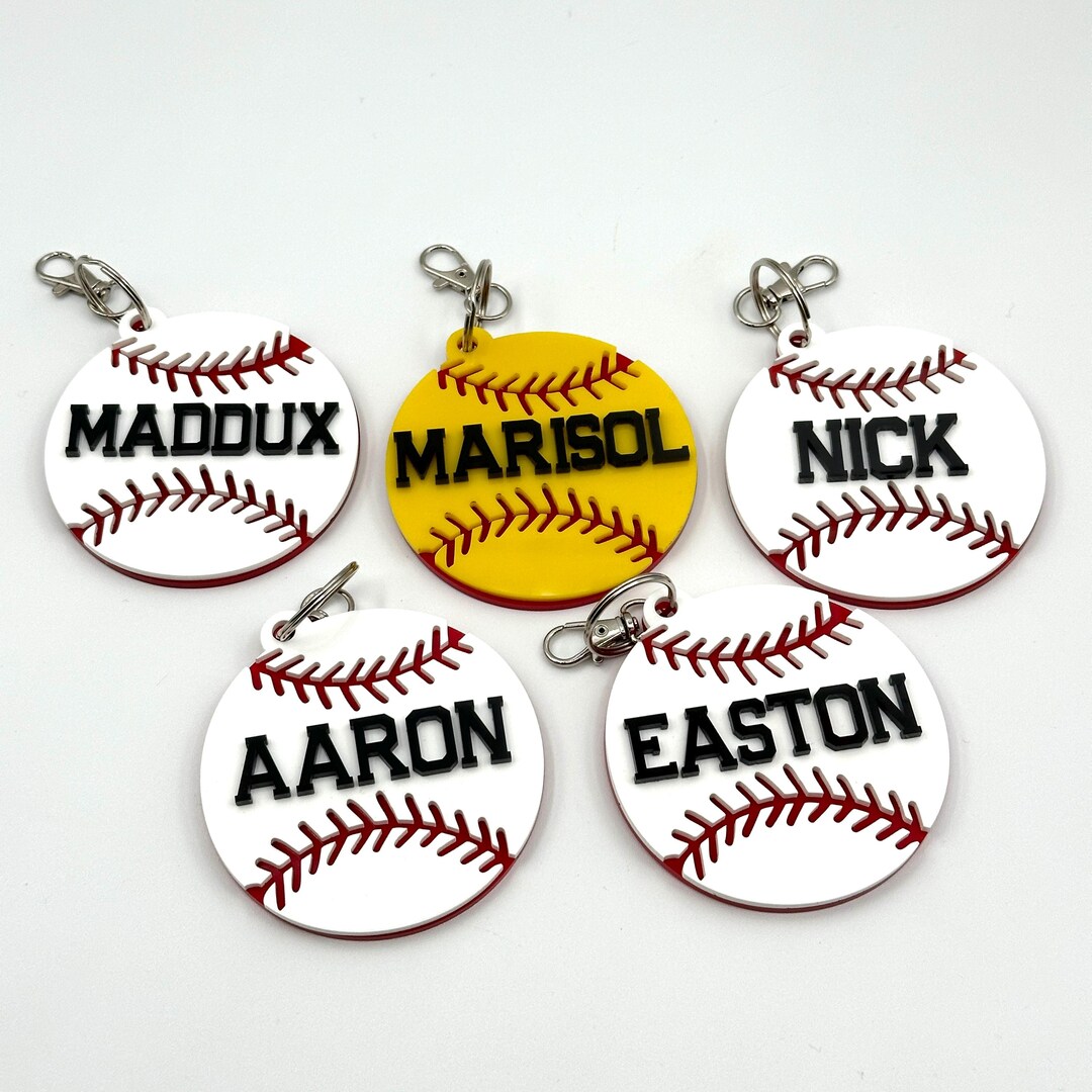 Baseball & Softball Bag Name Tags sport Keychains custom Sports ...