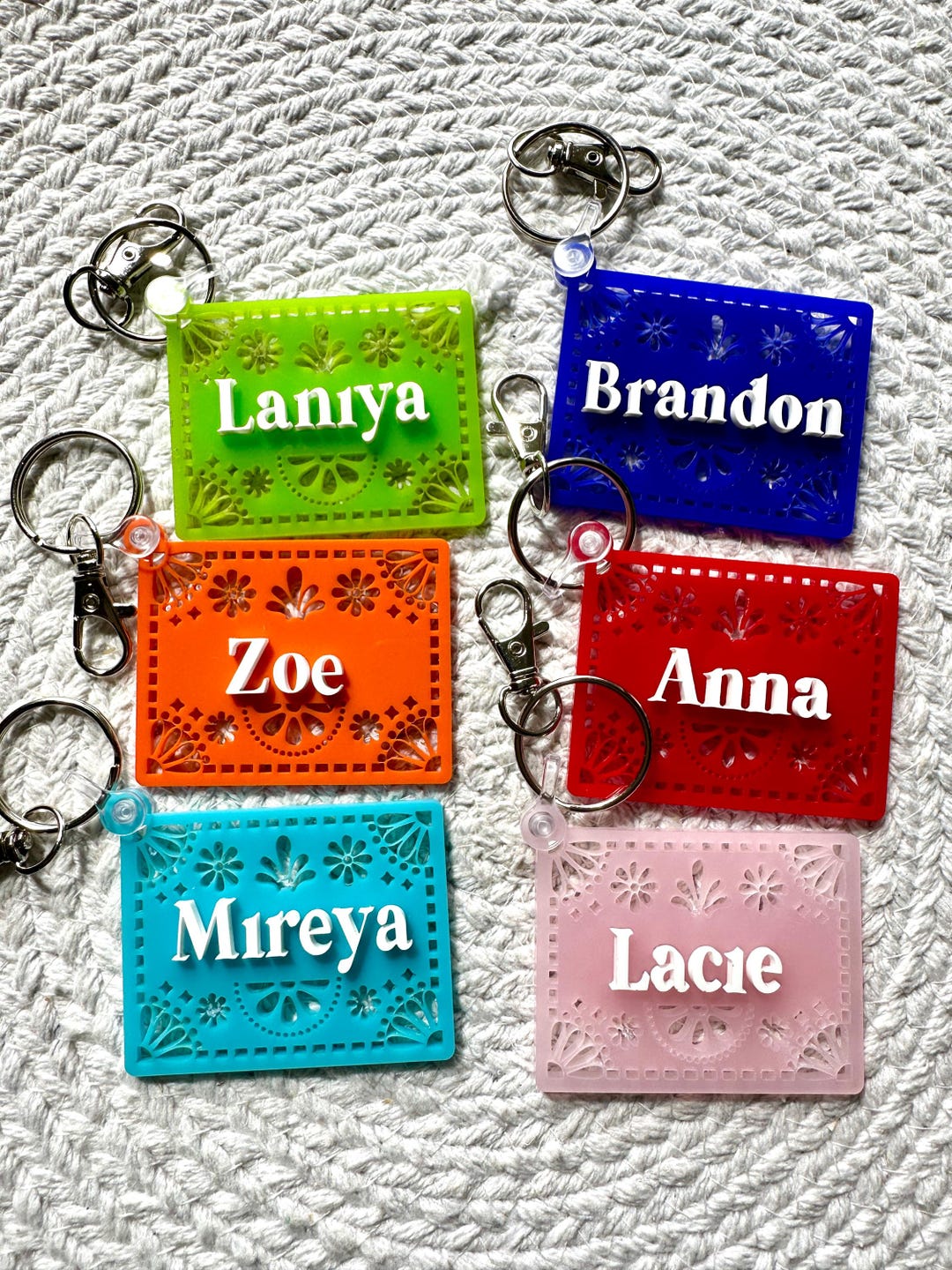 Custom Name Papel Picado Acrylic Keychain: Mexican Bag Tag, Accessories ...