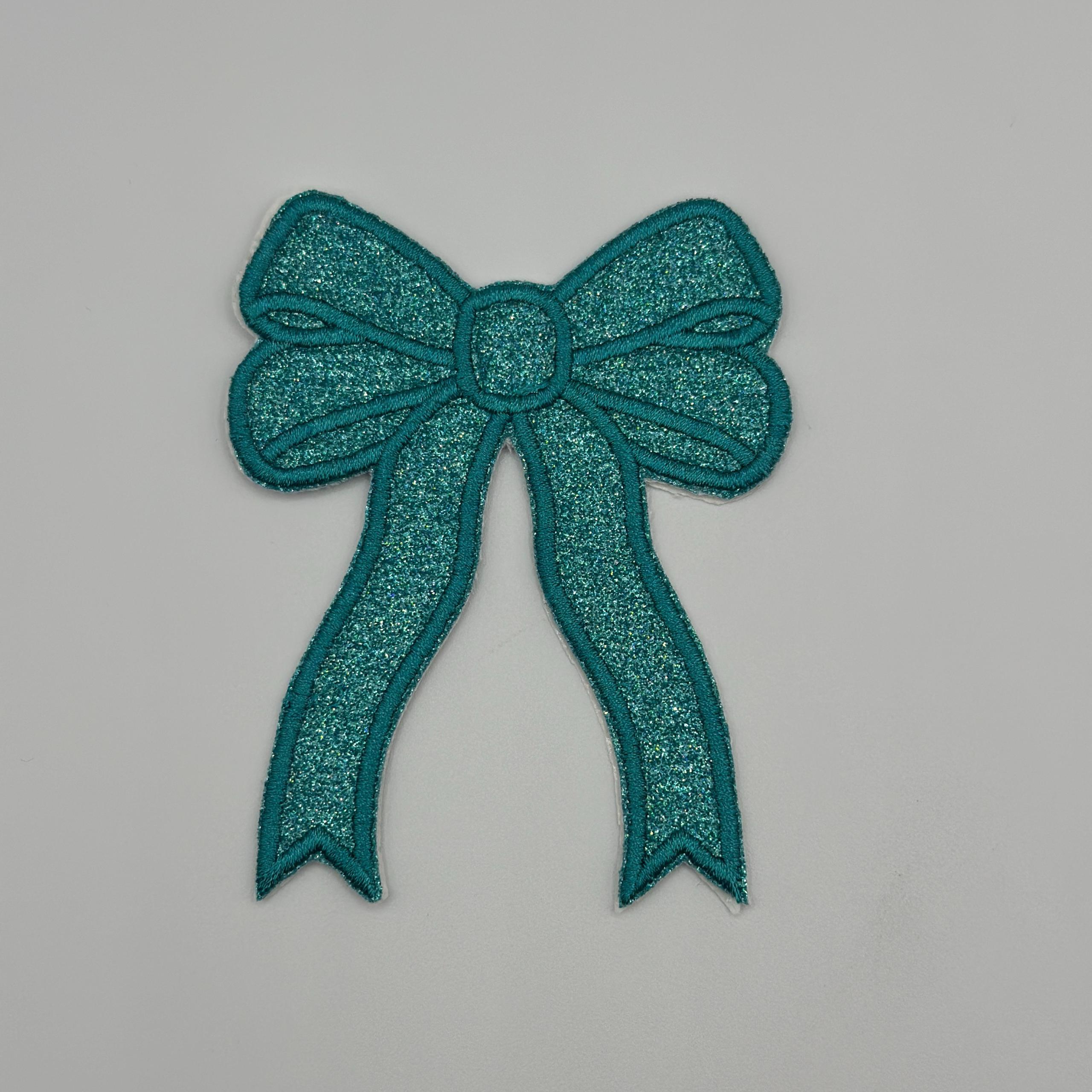 Custom Embroidered Side Bow Patch| Iron On| Side Bow Applique| Glitter ...