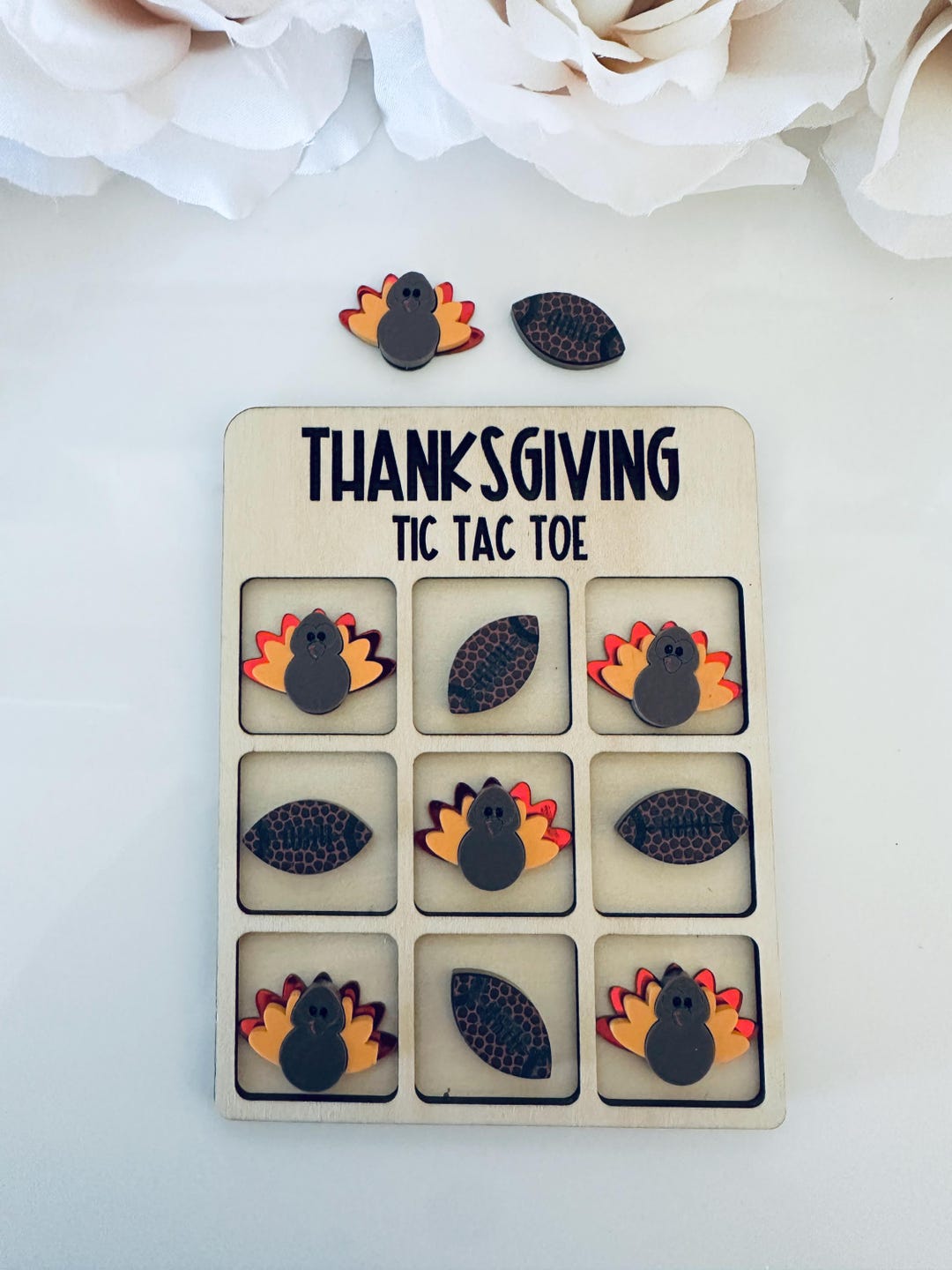 Thanksgiving Tic Tac Toe Game | Turkey & Football | Travel Size - Etsy