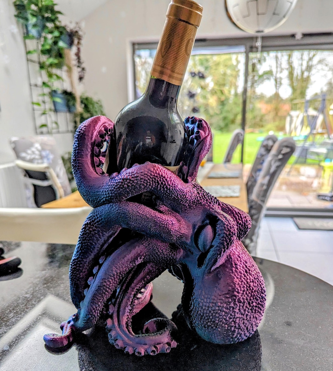 3D Printed Octopus Wine , Rum and Vinegar Bottle Holder | Nautical Bar ...