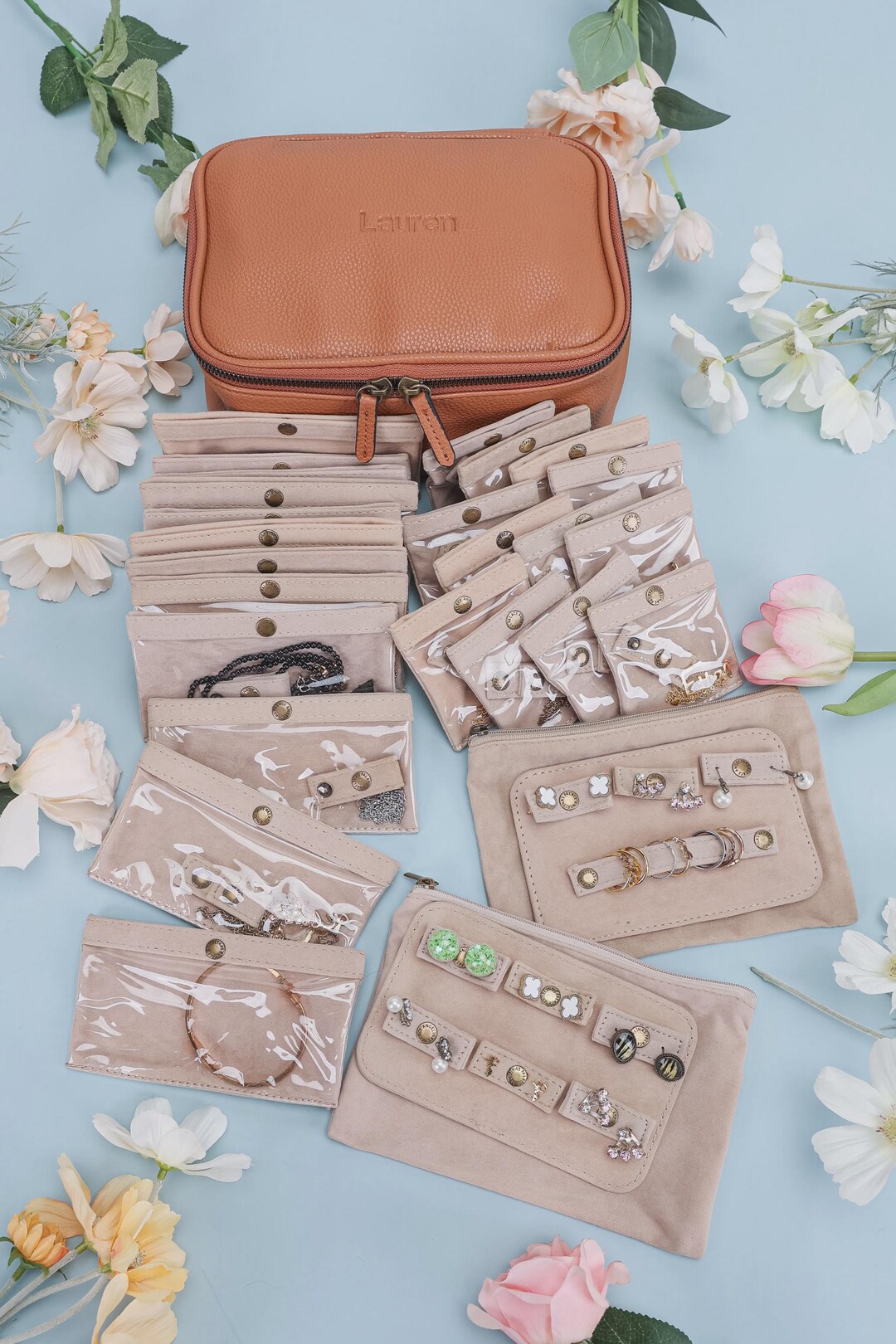 Personalized Jewelry Pouch Set 12M+12S+2B Necklace Bar Earring Ring ...