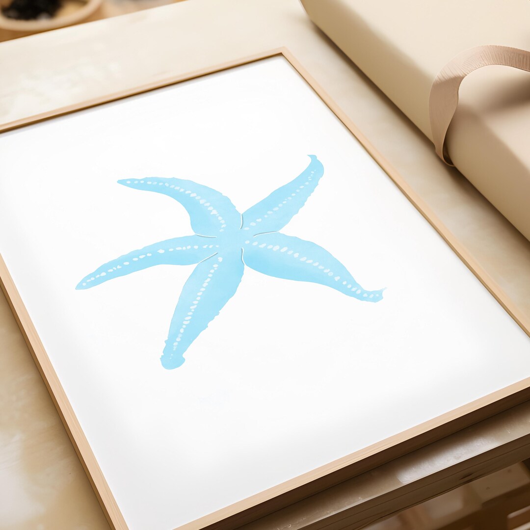 Drawn Blue Starfish Prints, Printable Art, Digital Poster, Livingroom ...