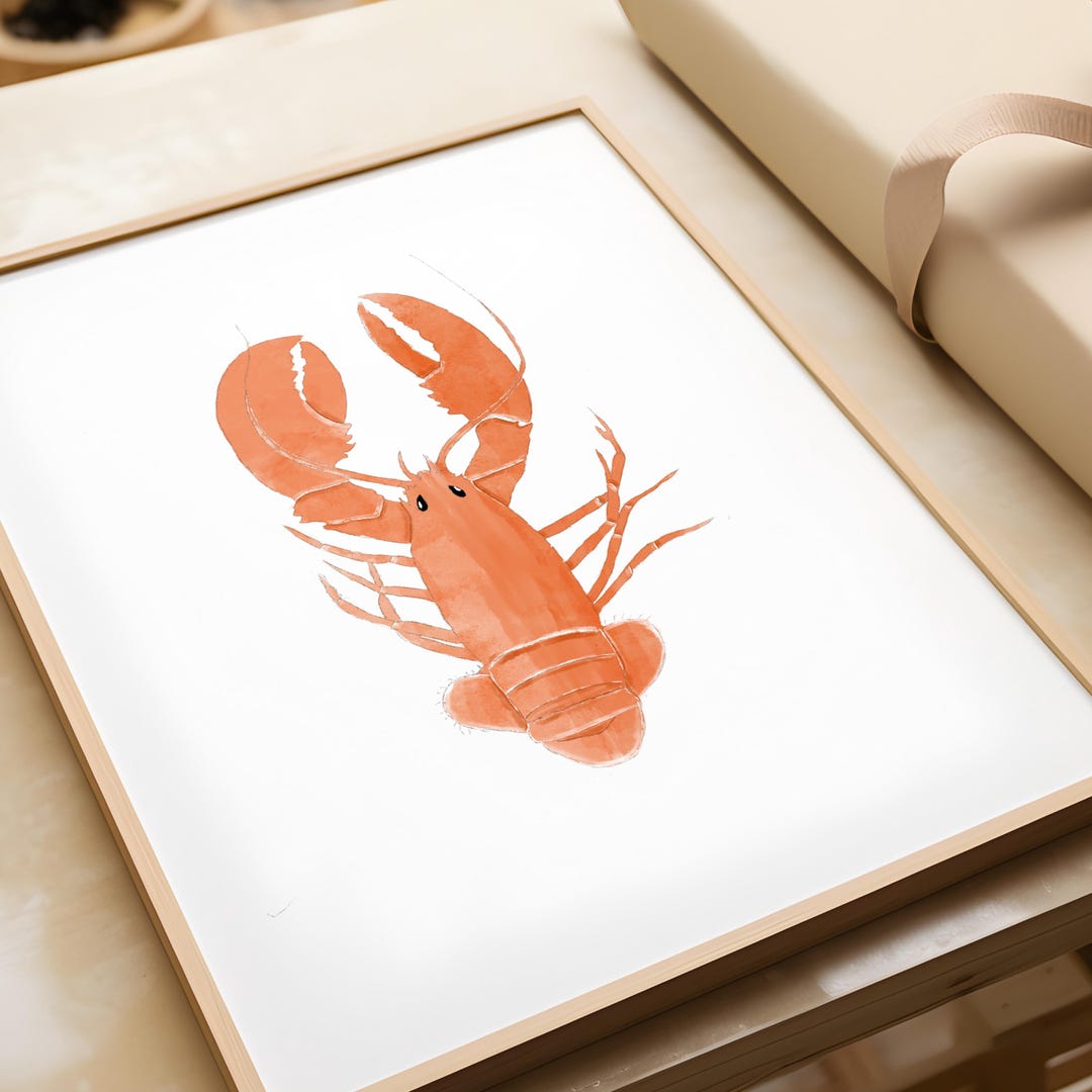 Hand Drawn Lobster Prints, Printable Art, Digital Poster, Livingroom ...