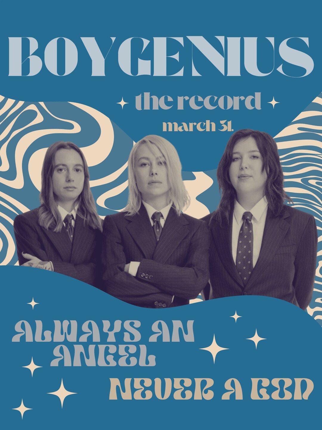 Boygenius Poster Blue Design; Always an Angel, Never a God - Etsy