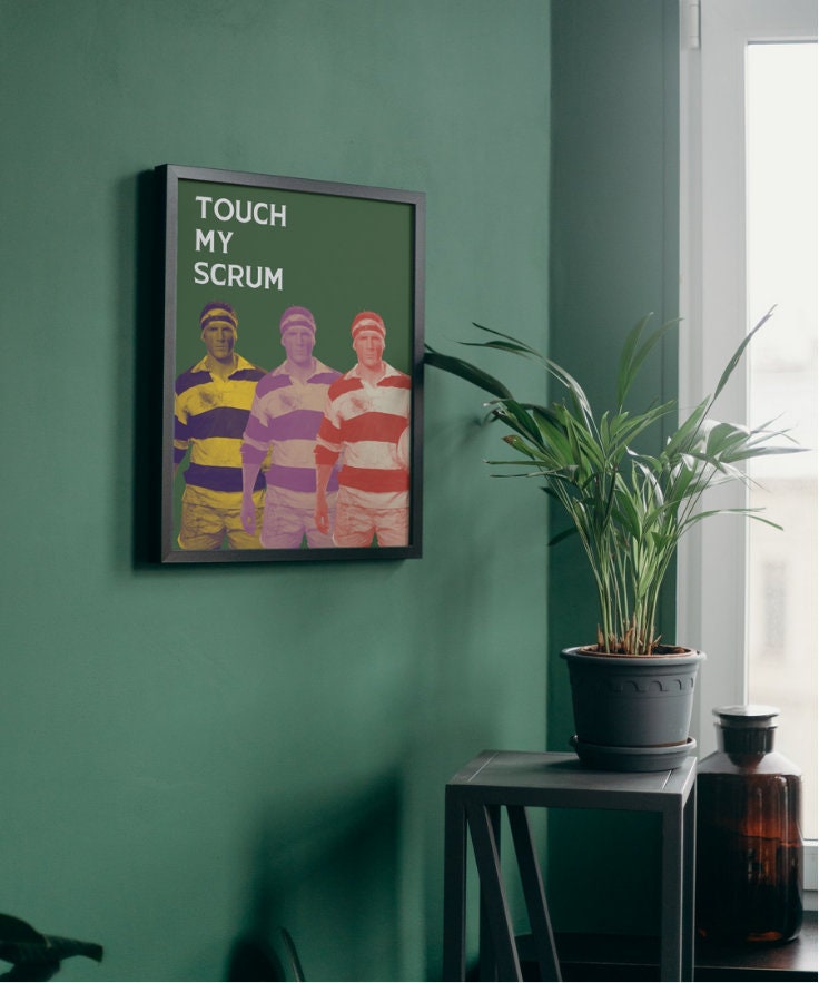 Touch My Scrum Print Gay Rugby Art Print Funny Poster Downloadable Gay Art Gay Rugby Fun Gay ...
