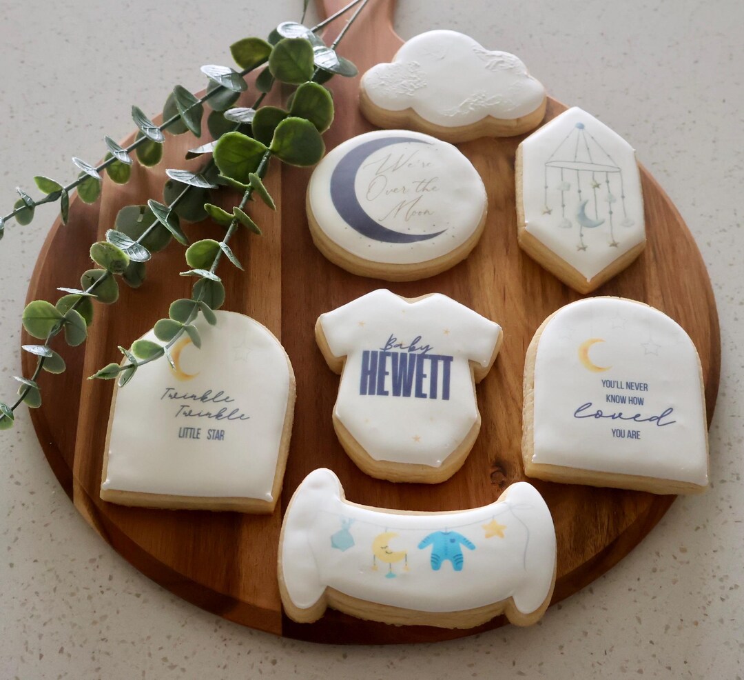 Over the Moon Baby Shower Cookies | Custom Decorated Sugar Cookies - Etsy