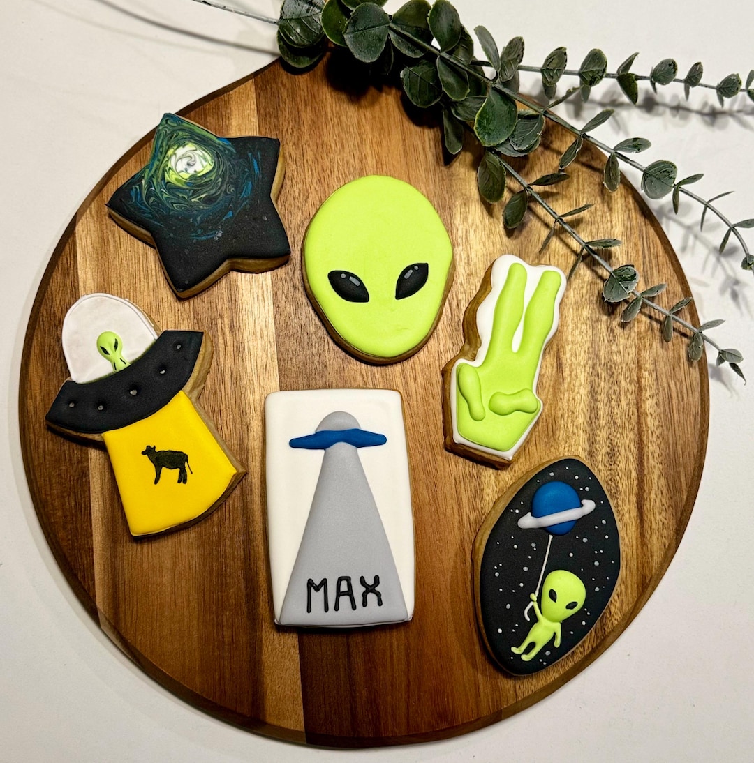 Alien Spaceship/galactic Birthday Custom Sugar Cookies - Etsy