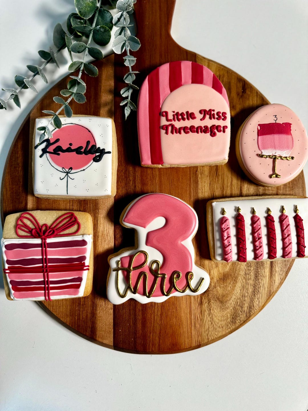 All Things Pink 3 Year Old Birthday Custom Sugar Cookies - Etsy