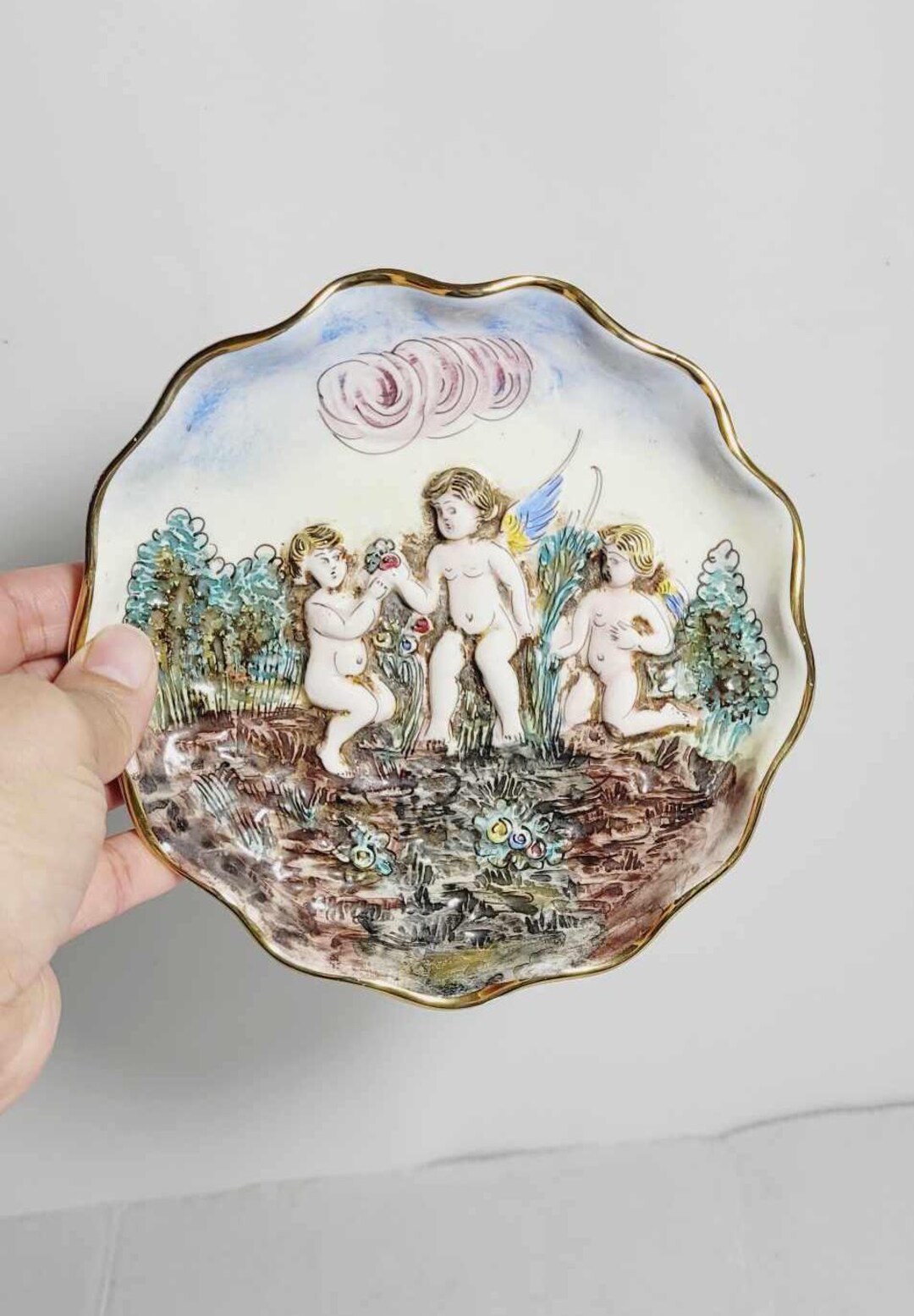 Vintage Capodimonte Cherub Plates | Fine Porcelain 1950s | Hand-painted ...