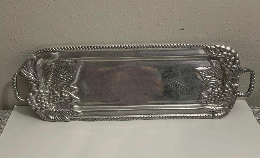 Vintage/vtg/antique Pewterware Grape Leaf Heavy TRAY Platter Mexico 20 ...