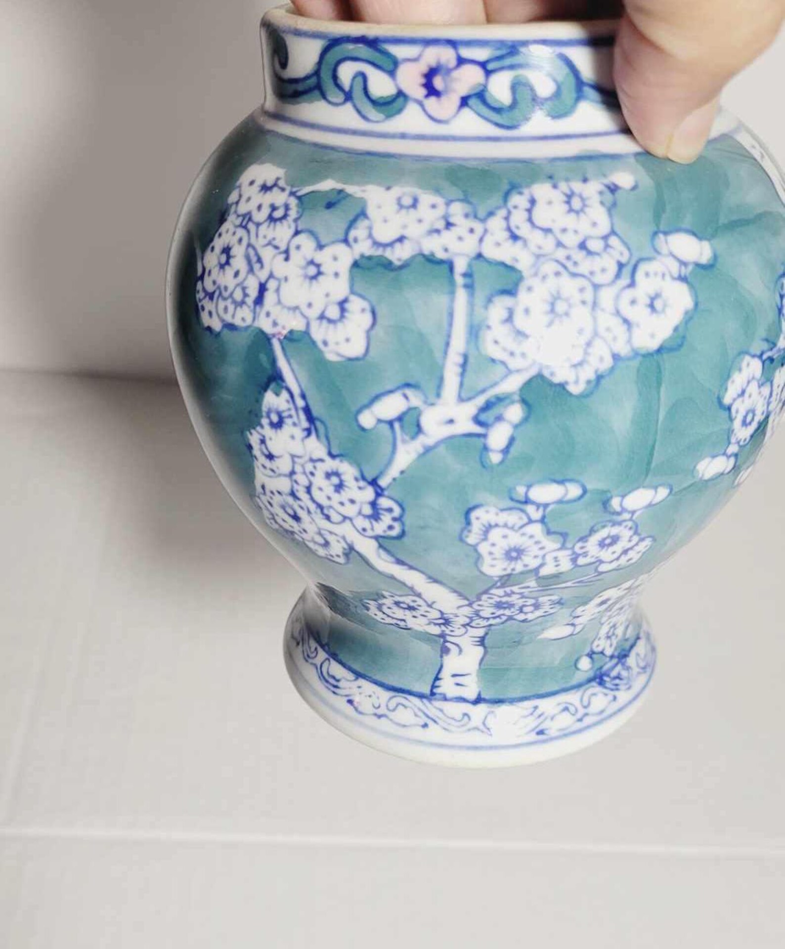 Vintage Hand-painted Chinese Prunus Blossom Vase 5 Blue & White ...