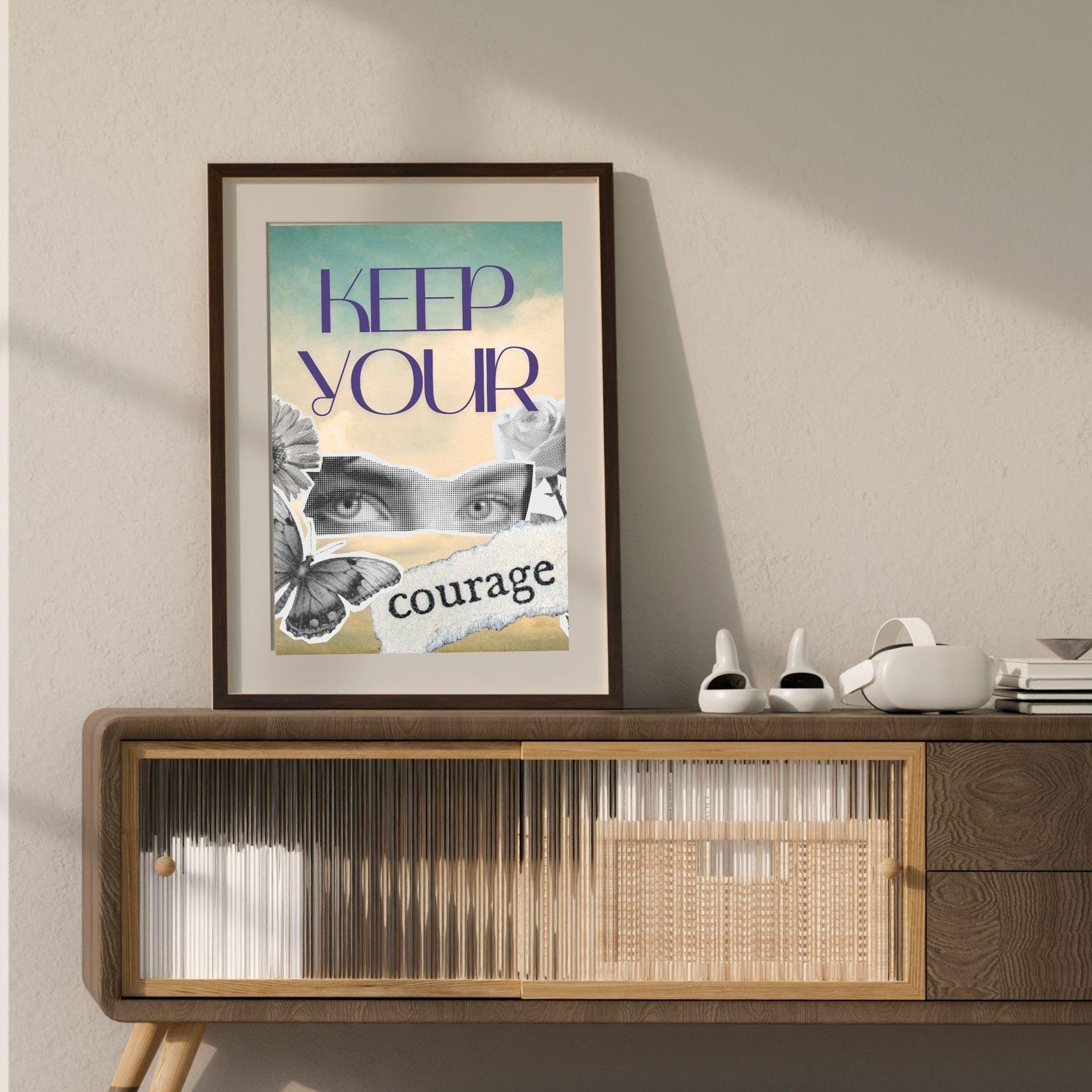 Vintage Motivational Printable Poster: 'keep Your Courage' Collage Art ...