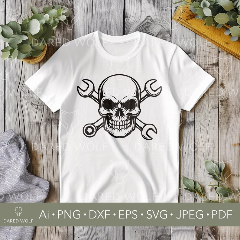 Skull Wrench Vector Art | Mechanic Garage SVG for Cricut and Silhouette ...