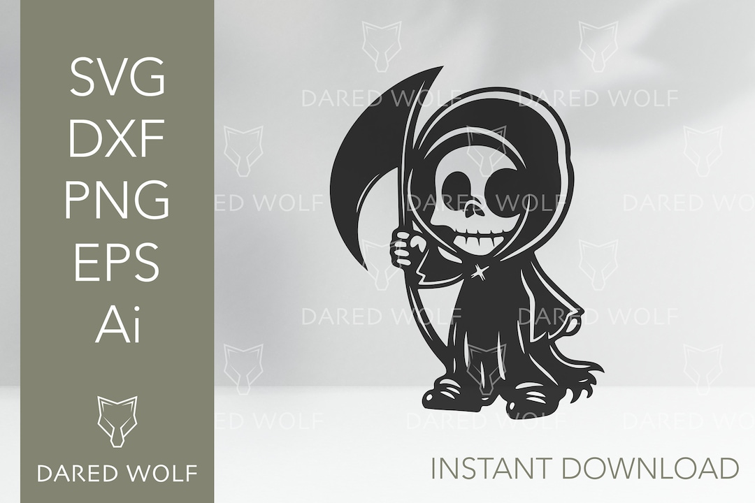 Cute Grim Reaper Vector Cut File | Cute Death Clipart | Grim Reaper Svg ...