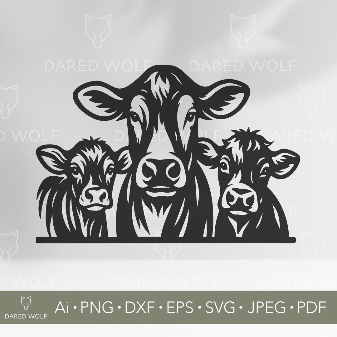 Cow Farm SVG Clipart | Rustic Animal Vector Art for Cricut and ...