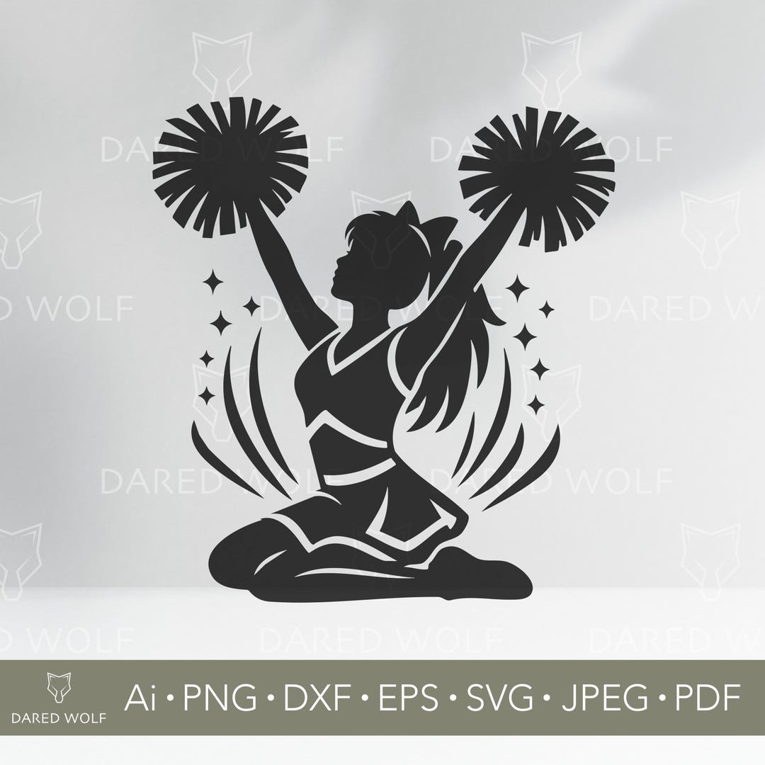 Cheerleader SVG: Pom Pom Girl Vector Art (digital File) - Etsy