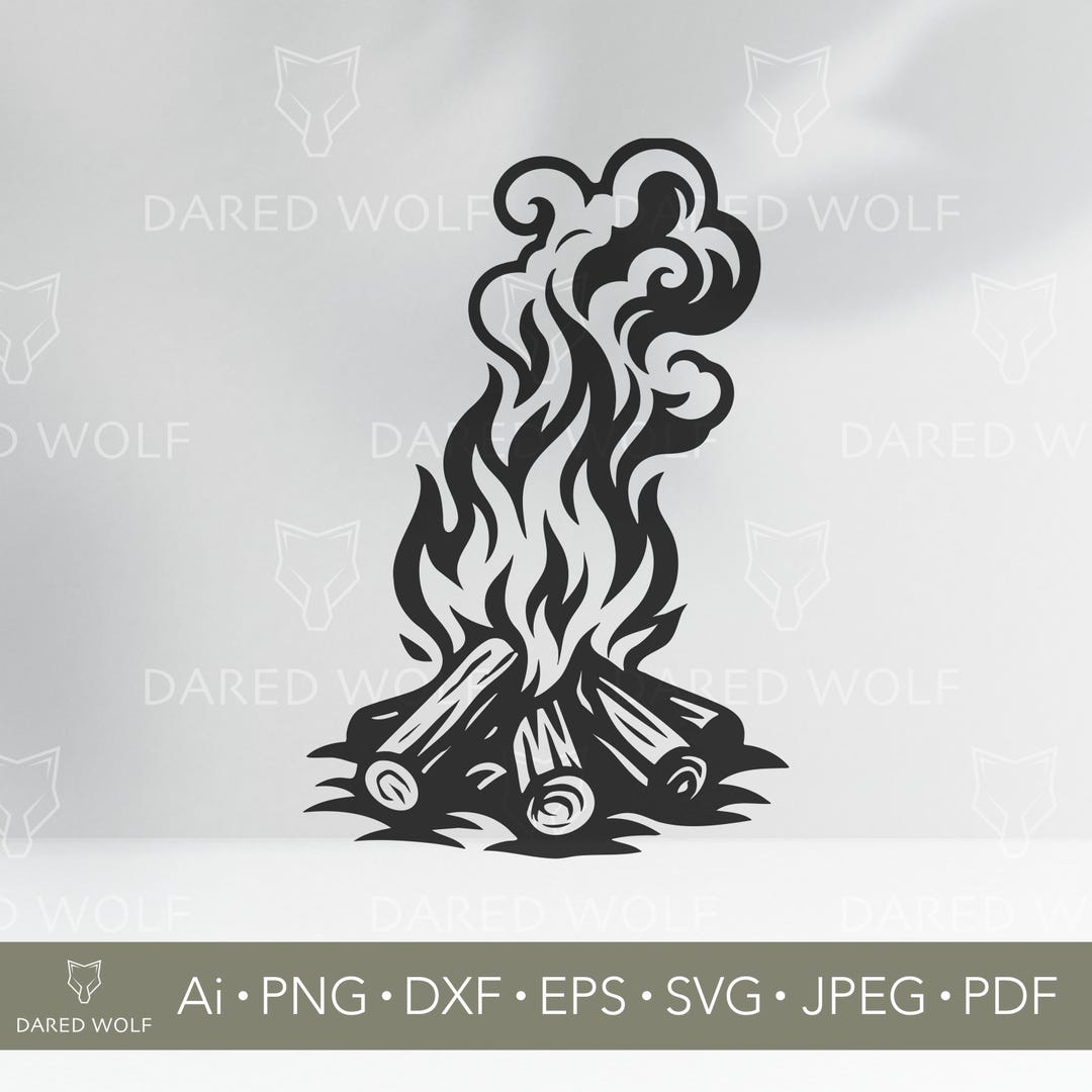 Campfire Clipart - Bonfire Vector Illustration - Bold Flame Design for ...