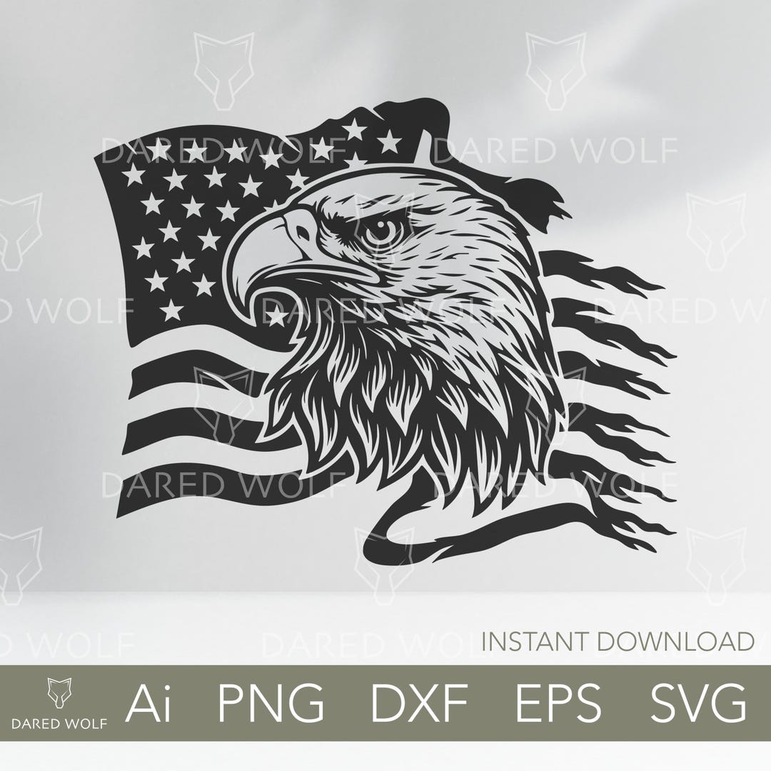 Patriotic Eagle With American Flag SVG: 4th of July Cut File - Etsy