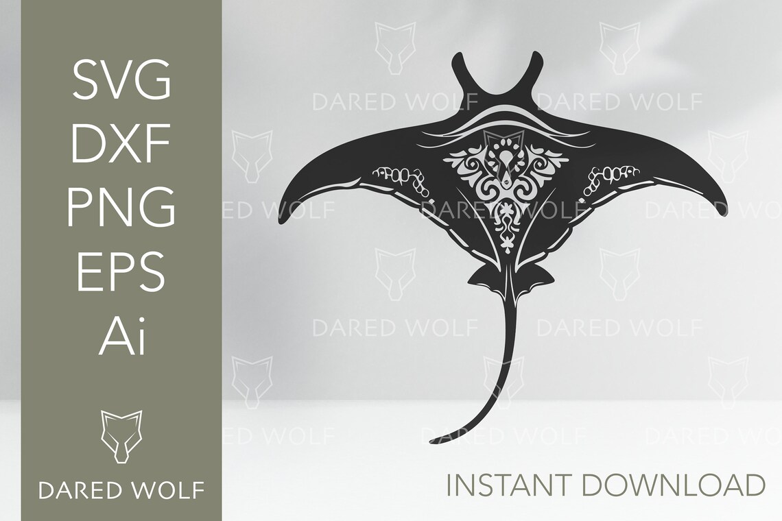Tropical Manta Ray Silhouette Vector SVG Cut File | Shaka Pattern ...