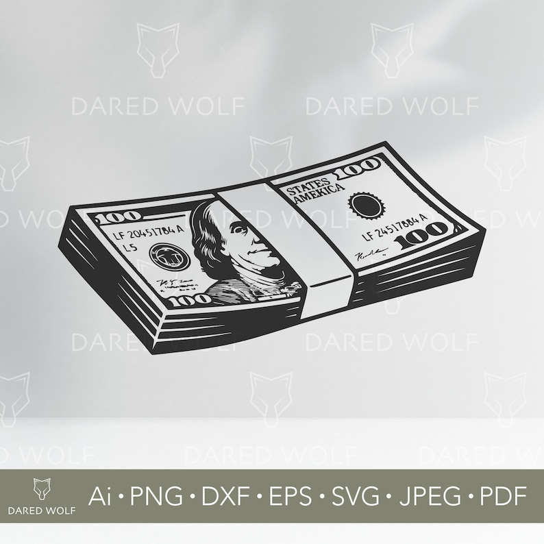 Money Stack SVG | Hundred Dollar Vector Art for Cricut and Silhouette ...