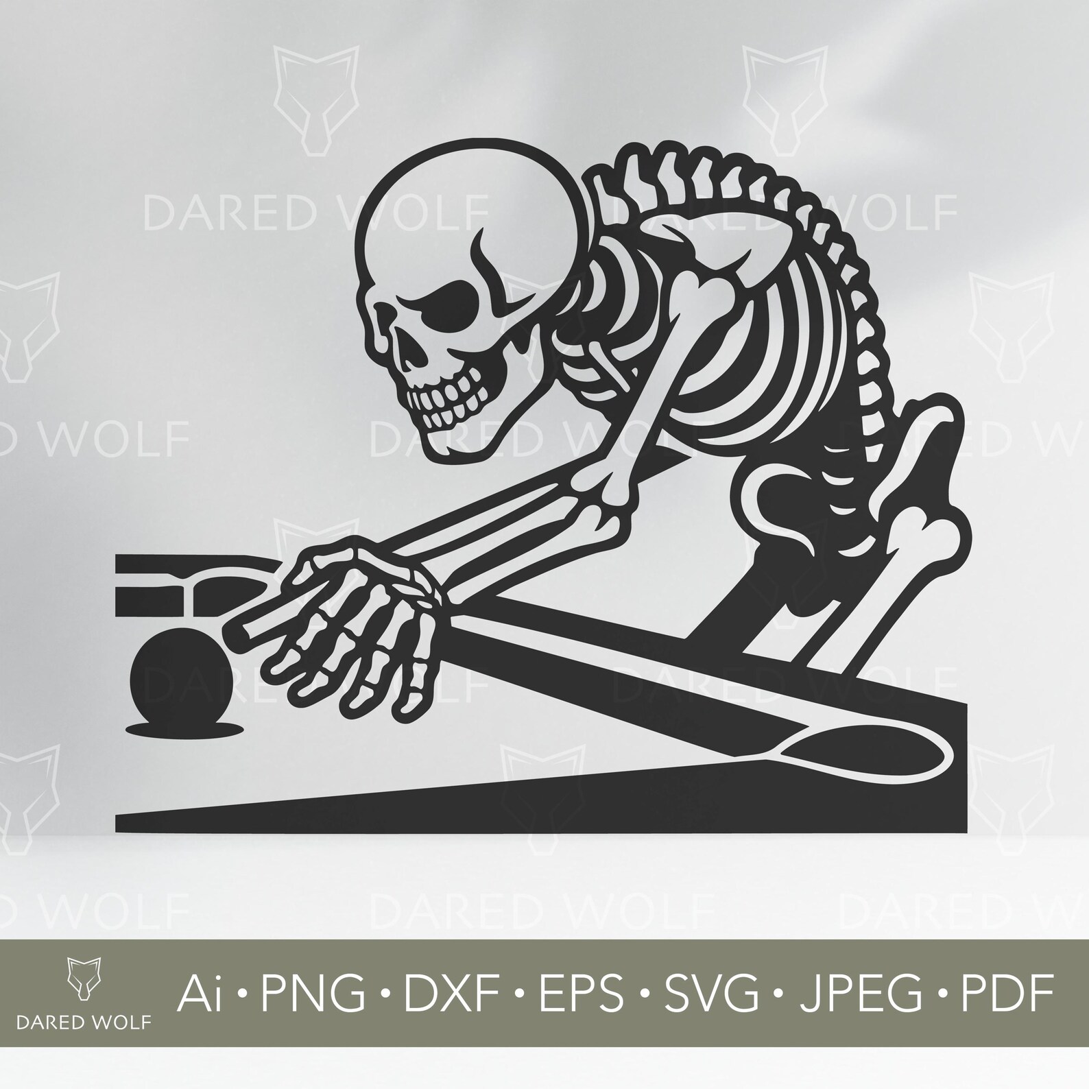Skeleton Playing Pool - Billiards Skull Clipart - Funny Halloween ...