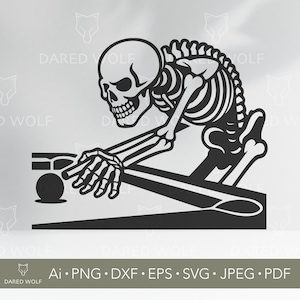 Skeleton Playing Pool - Billiards Skull Clipart - Funny Halloween ...