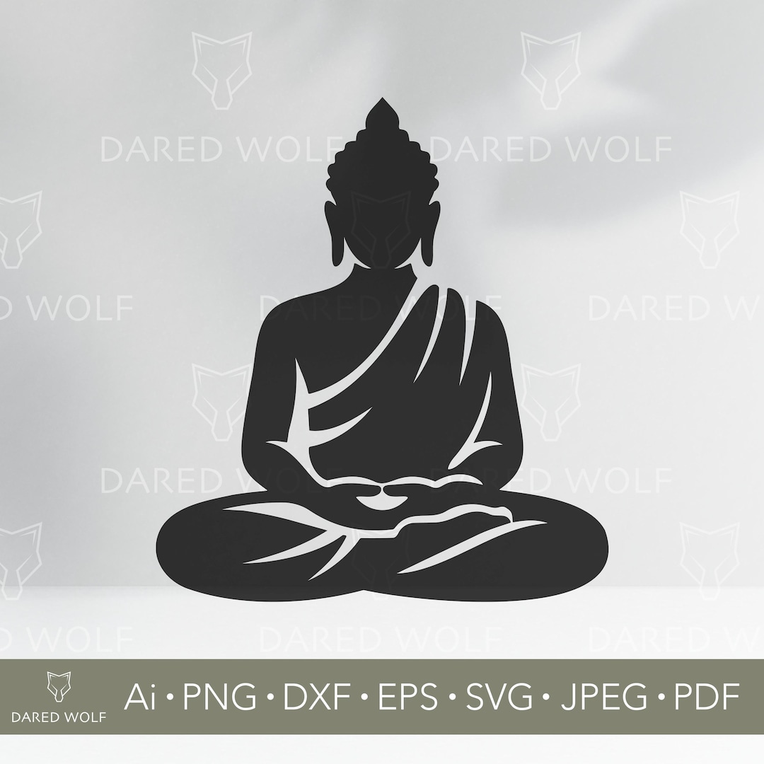 Buddha SVG - Meditating Monk Silhouette Clipart - Peaceful Zen Design ...