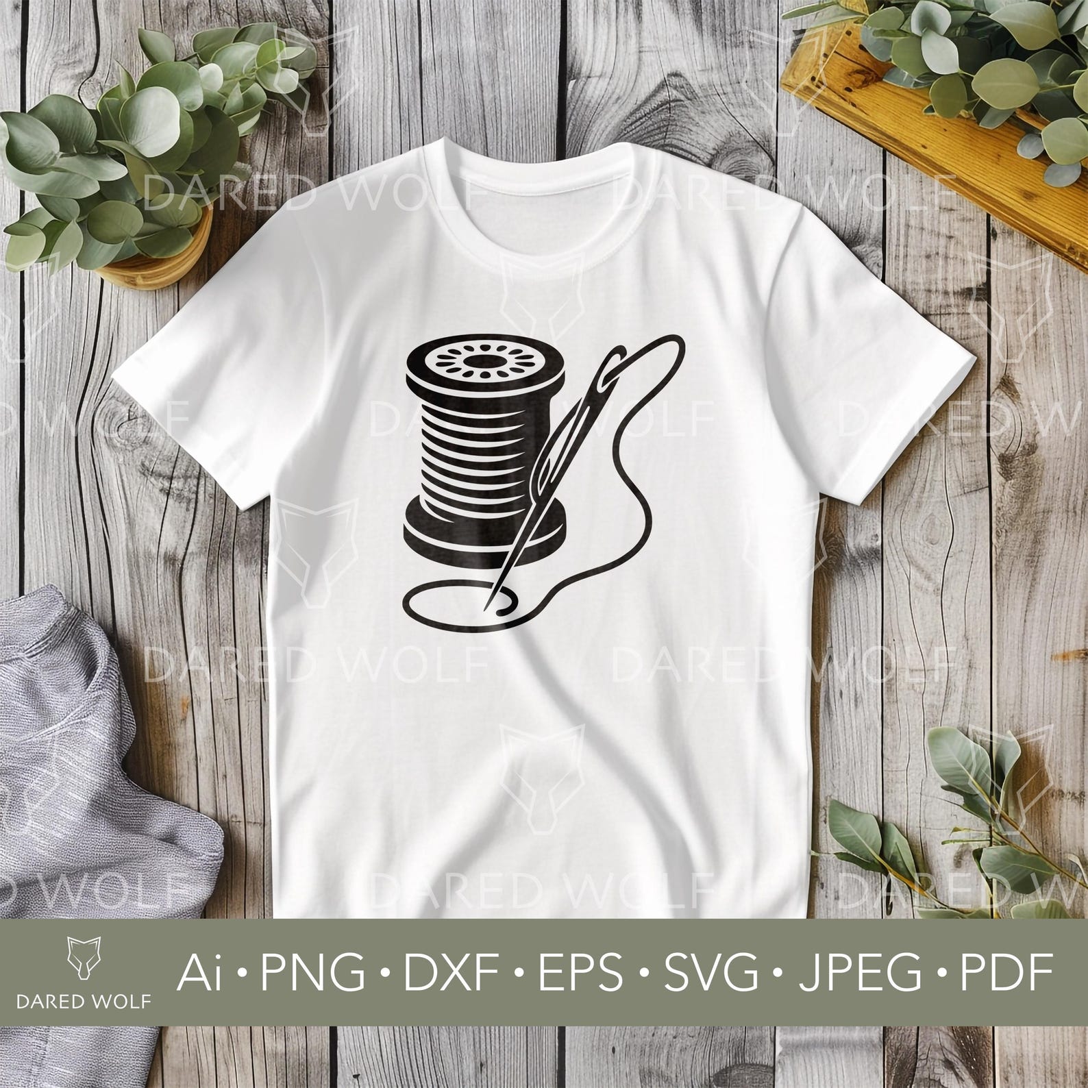 Sewing SVG - Spool and Needle Clipart - Black Vector for Embroidery ...