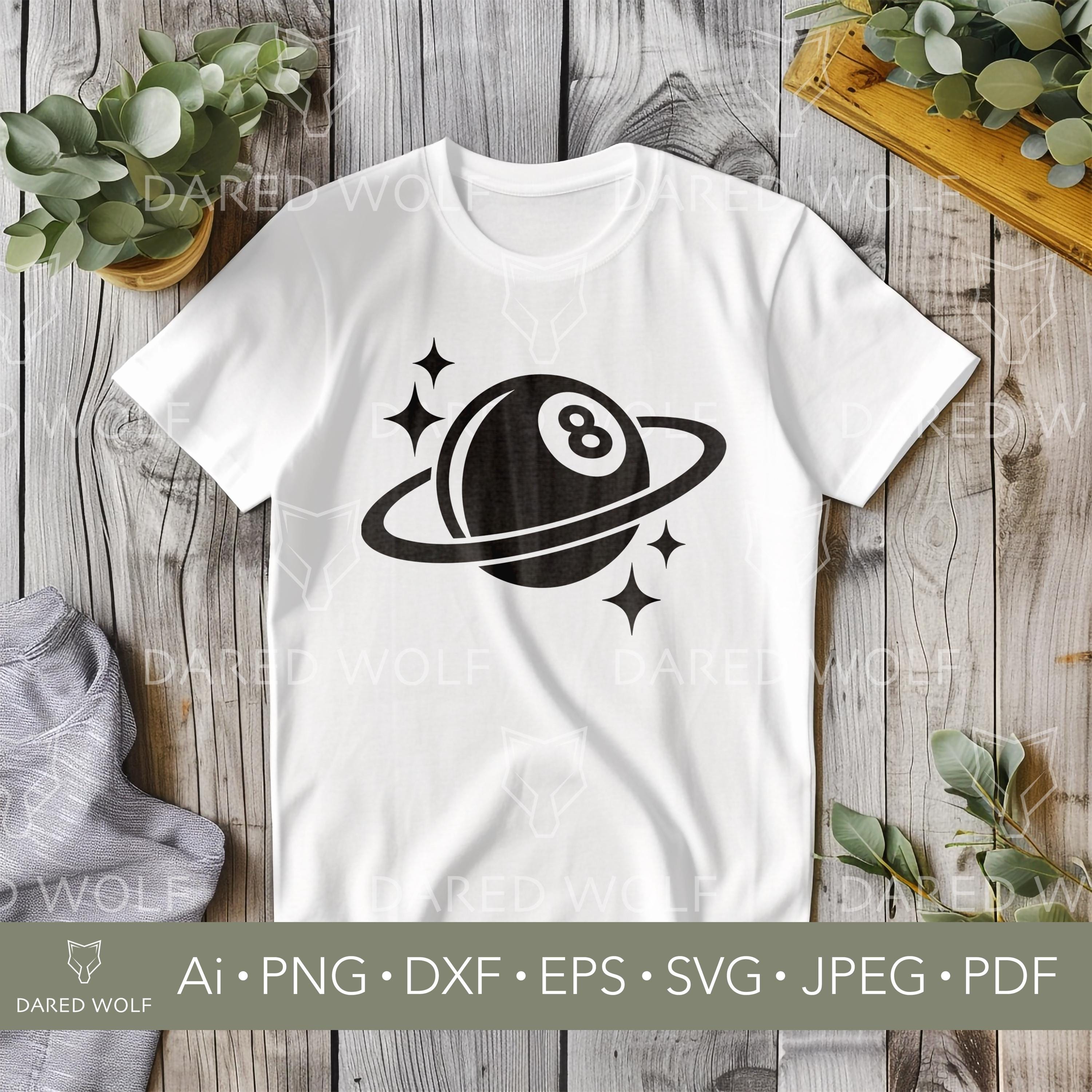 8 Ball Planet Vector Design - Cosmic Billiards Clipart - Retro Space ...