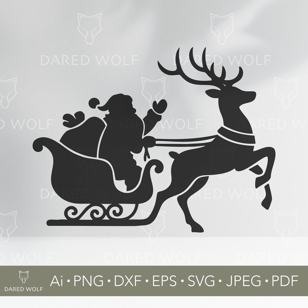 Santa Sleigh Reindeer SVG: Christmas Holiday Clipart (digital Files) - Etsy