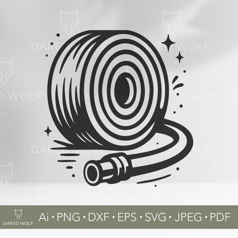 Fire Hose SVG: Firefighter Clipart, Vinyl & Laser Cut Design (digital ...