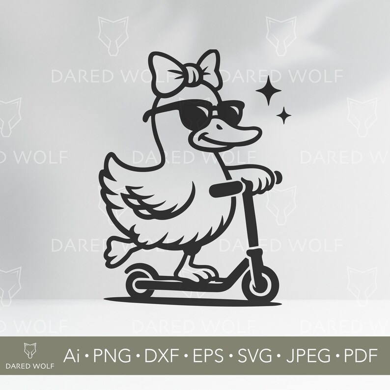 Girl Duck on Scooter Clipart: Fun Animal Vector (digital Download) - Etsy