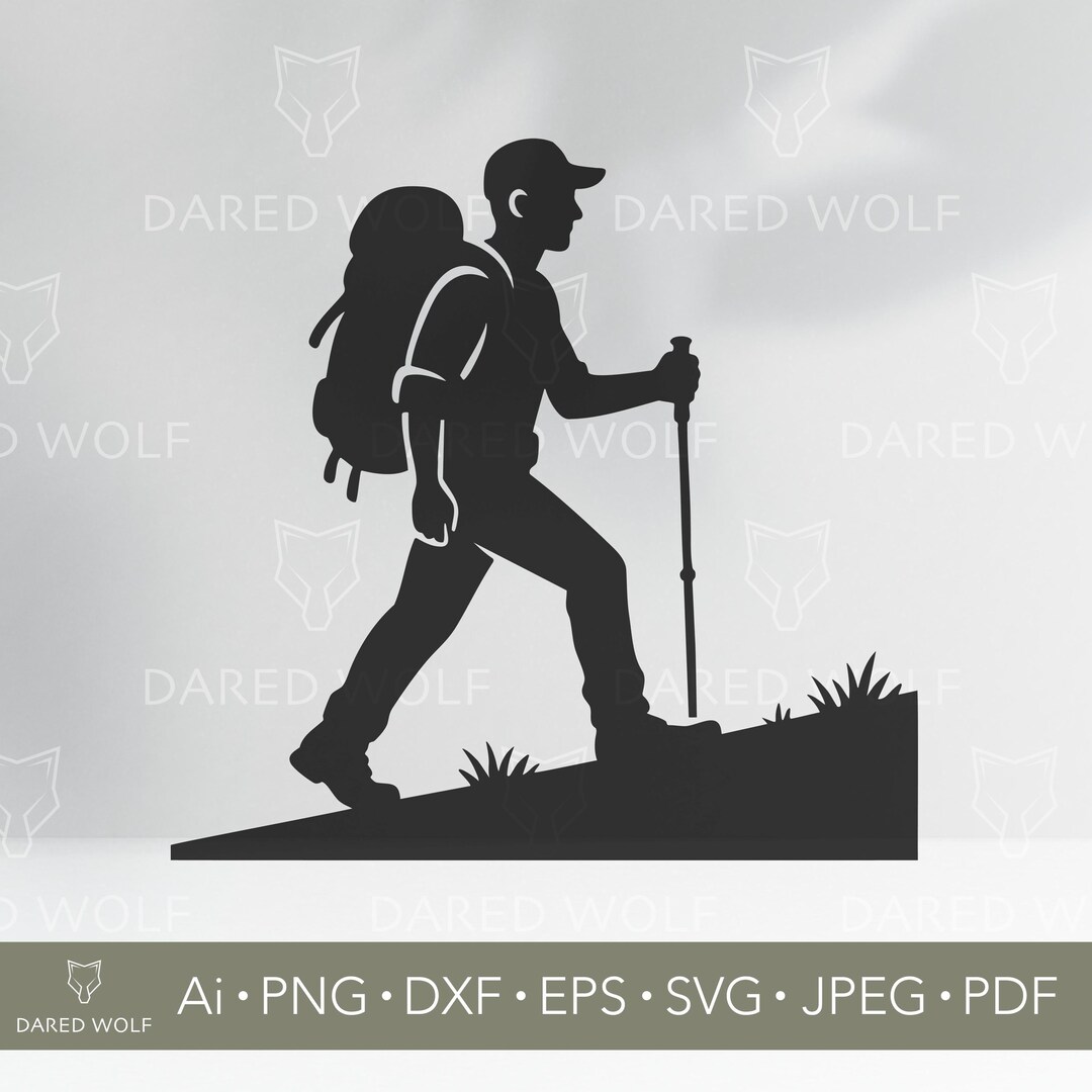Hiker Silhouette Vector | Outdoor Adventure Clipart (SVG, PNG, PDF) - Etsy