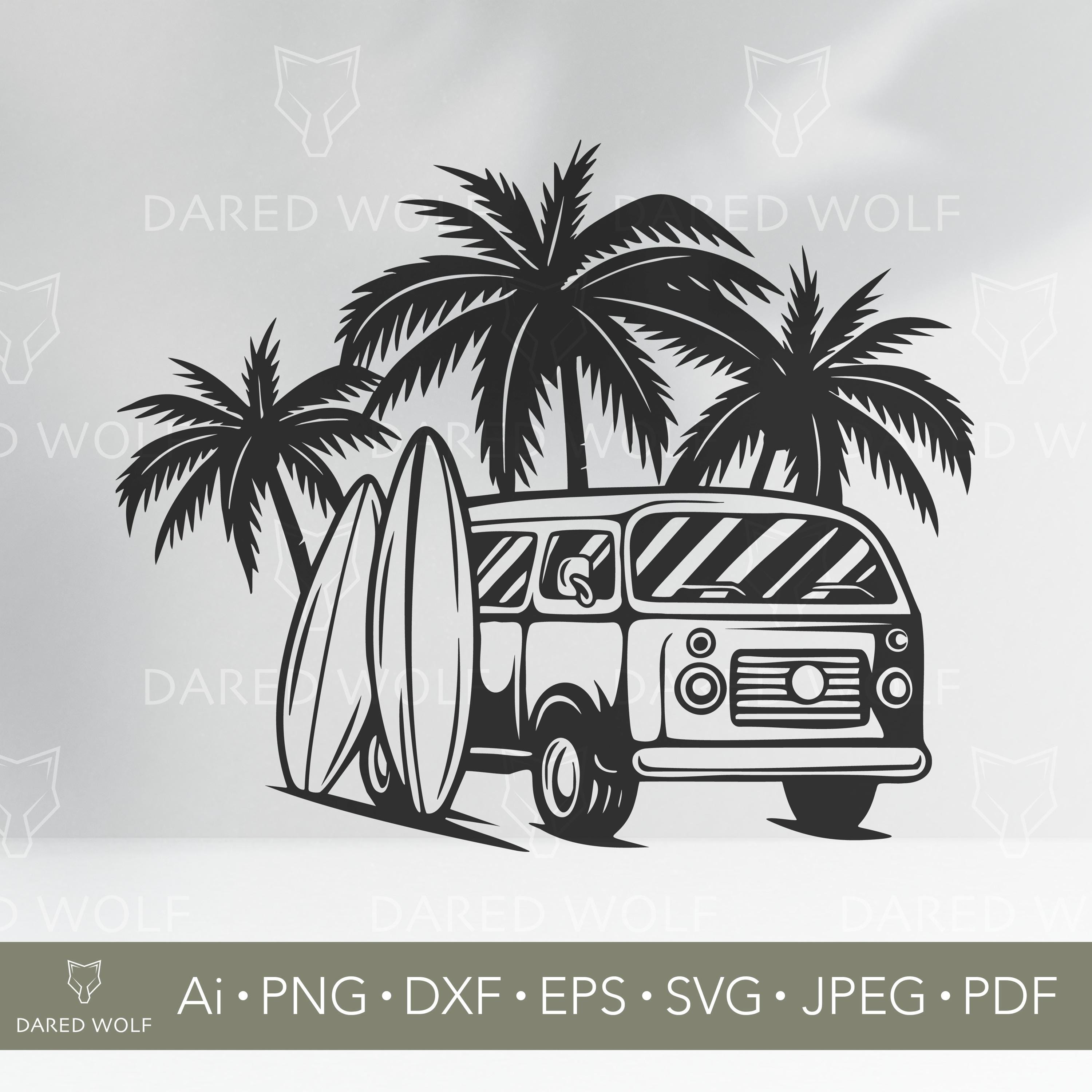 Retro Surf Van SVG: Beach Camper Clipart (digital File) - Etsy