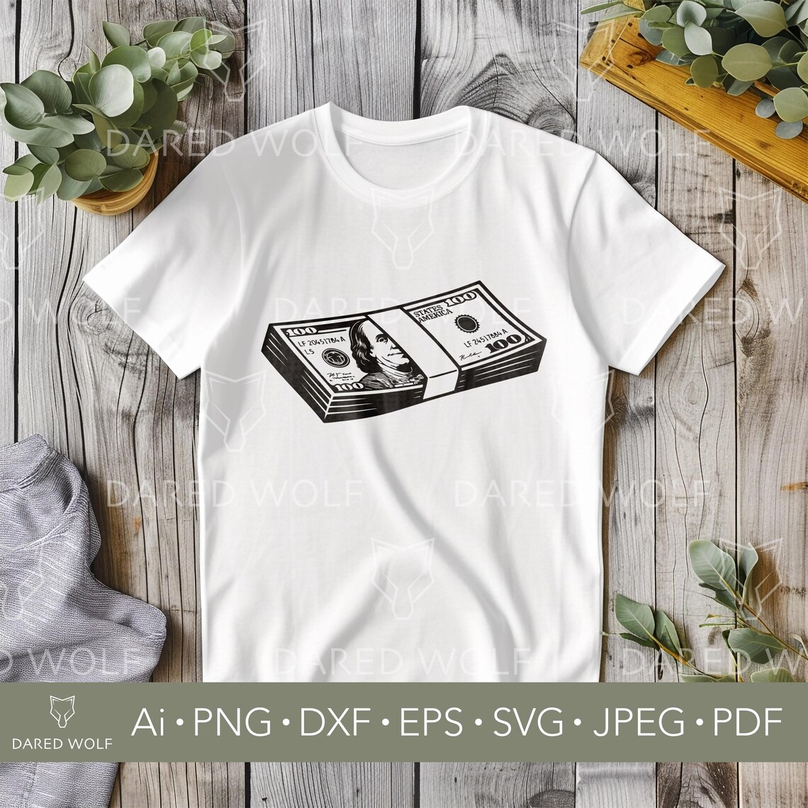 Money Stack SVG | Hundred Dollar Vector Art for Cricut and Silhouette ...