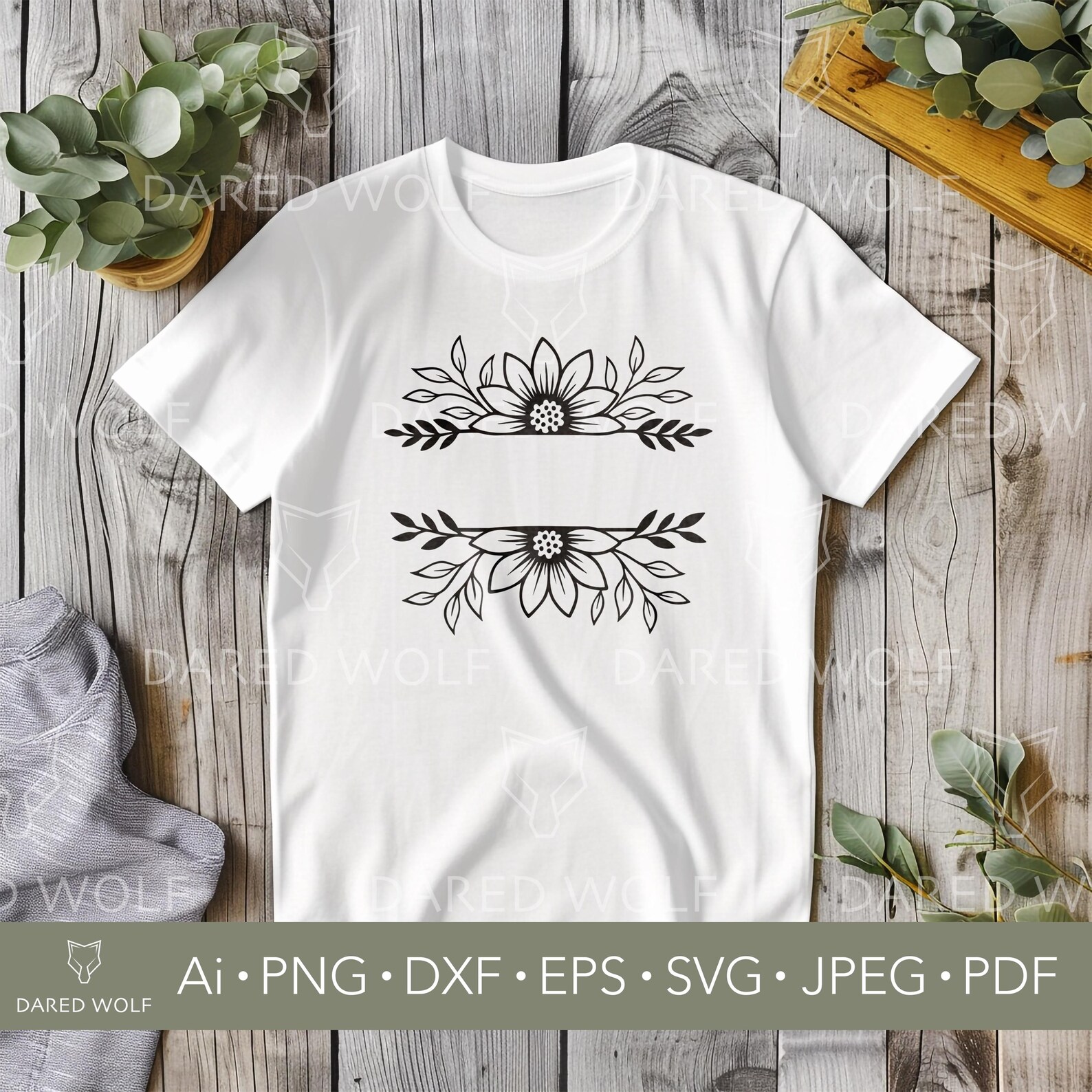 Sunflower Divider Vector Art | Boho Flower SVG for Cricut and ...